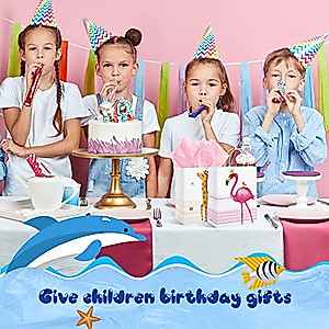 8 Pcs 11 Inch Paper Gift Bags Baby Gift Wrapping Animals Paper Bag with Tissue Papers, Flamingos, Whales, Giraffes, Elephant, Dinosaur, Dolphin, Lion for Kids Birthdays or Baby Showers