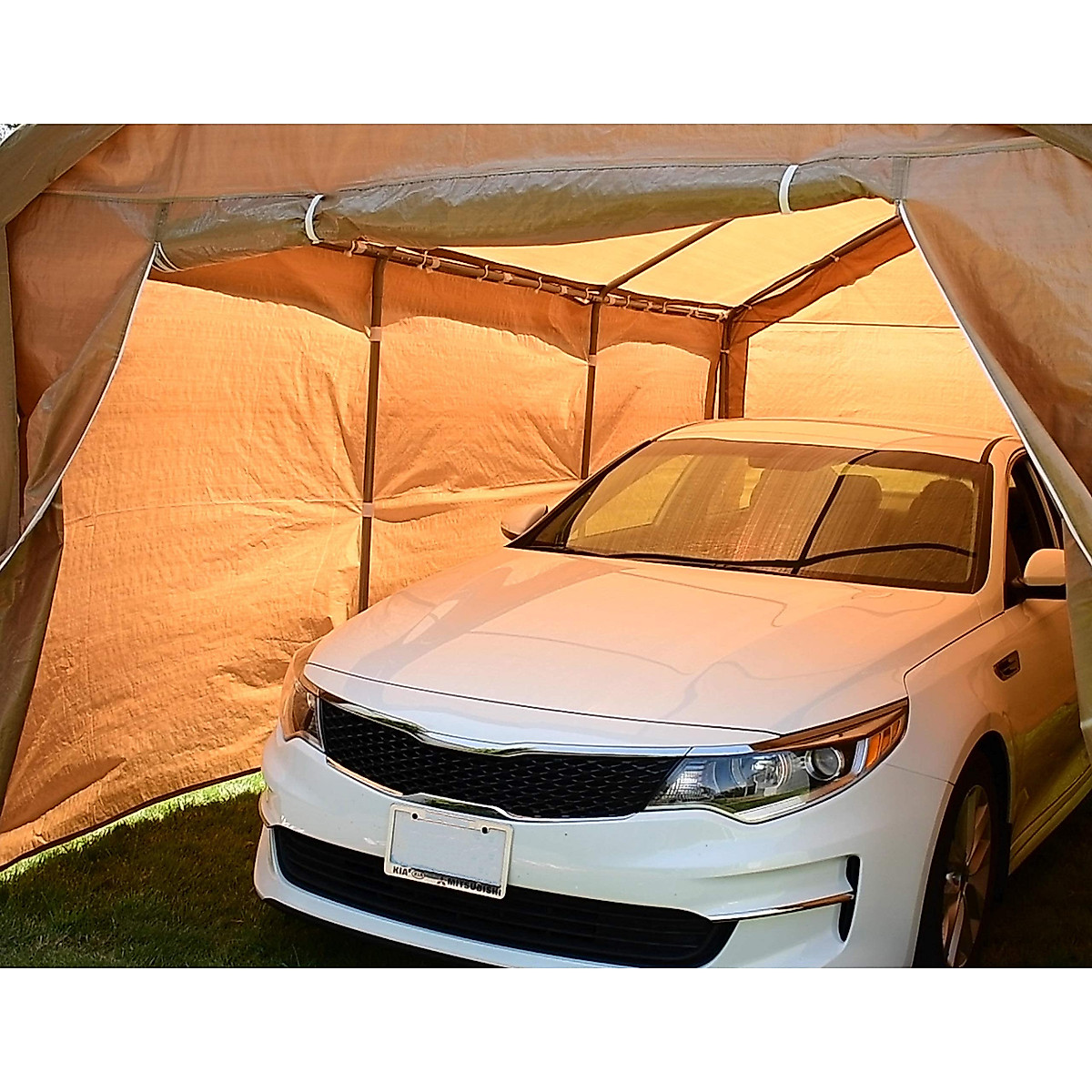 ALEKO Carport | Outdoor Event Tent | Carport Garage Canopy | Shelter Storage with Sidewalls | 10 x 20 x 8.5 Feet | Beige