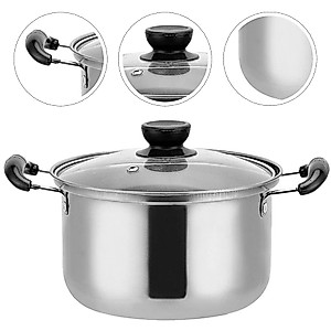 Housoutil 6 Quart Stock Pot - Stainless Steel Metal Soup Pot with Glass Lid Cooks Standard Stock Pot for Cooking - Sauce Pot Heavy Duty & Dishwasher Safe