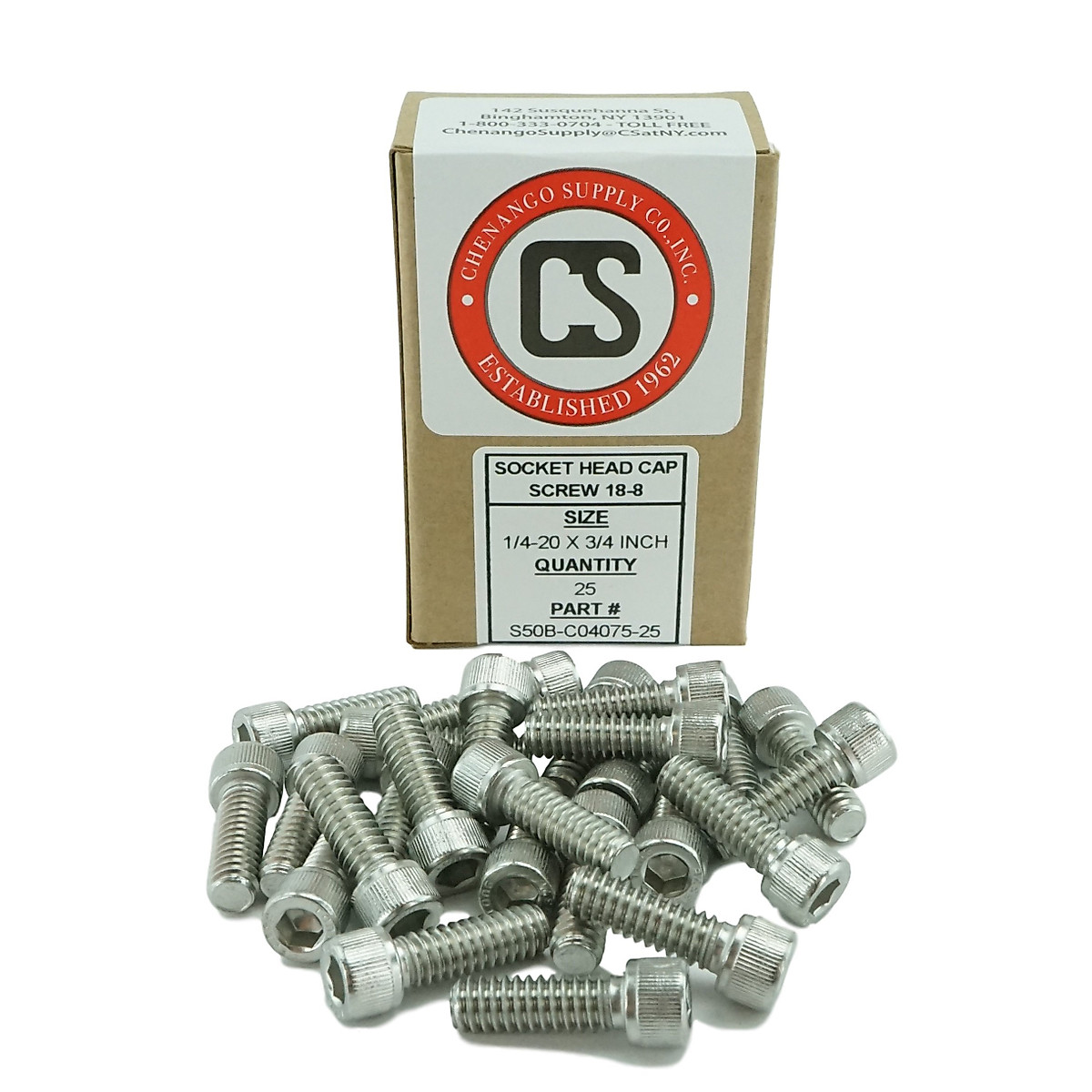 Stainless 1/4-20 x 3/4" (1/2" to 3" Available) Socket Head Cap Screws, Full Thread, Hex Drive, Stainless Steel 18-8, Coarse Thread (1/4-20 x 3/4")