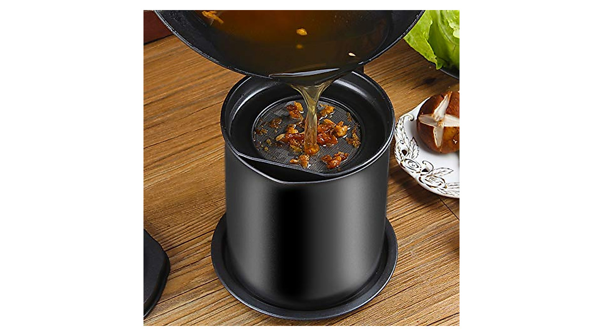 Cambom Bacon Grease Container with Strainer - 1.3L for Kitchen Oil Storage
