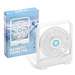 Cruise Ship Approved Fan for Staterooms Ceiling and Wall Hanging, Cruise Fan with Magnetic Base, USB Rechargeable - Battery Powered Portable Travel Fan for Cruise