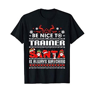 Gym Trainer Ugly Christmas Sweater Gift Funny X-mas Trainers T-Shirt