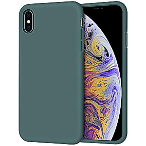 iPhone Xs Max Case, Anuck Soft Silicone Gel Rubber Bumper Case Anti-Scratch Microfiber Lining Hard Shell Shockproof Full-Body Protective Case Cover for Apple iPhone Xs Max 6.5" 2018 - Pine Green