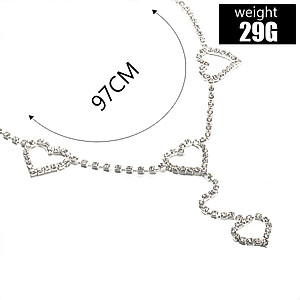 Xerling Bling Rhinestone Waist Chain Heart Shape Belly Chain Love Heart Pendant Body Chain for Women Girls Crystal Belt Belly Chain (Silver)