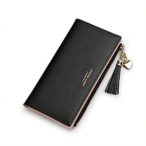 FFpaw Wallet Women RFID Blocking Small Womens Wallet Leather Slim Phone Clutch Long Coin Purse Travel Zipper Pocket Credit Card Holder for Women Ladies