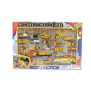 METRO Complete Construction Crew 43 Piece Mini Toy Diecast Vehicle Play Set, Comes with Street Play Mat, Variety of Vehicles and Figures