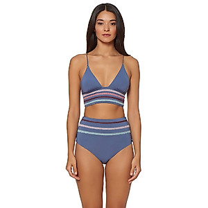 Dolce Vita Women's Embroidered Banded Triangle X-Back Bikini Top Pigeon XS