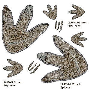 Gersoniel 66 Pcs Dinosaur Decor Footprints Floor Decals Peel and Stick Track Stickers Removable Tracks Wall Vinyl Decal for Baby Nursery Bedroom Home, 3 Sizes