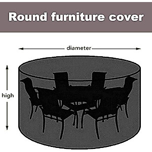 91" DIAx43 H Round Garden Furniture Covers Waterproof, Outdoor Patio Furniture Covers, Heavy Duty Patio Table Covers, 420D Oxford Cloth Anti-UV