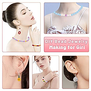 PAVA 440Pcs Crystal Beads for Bracelet Making Kit, 8mm Gemstone Beads Jewelry Making,Round Natural Stone Beads with Spacer Beads and Pendant Charms for DIY Jewelry Bracelets and Necklace Making