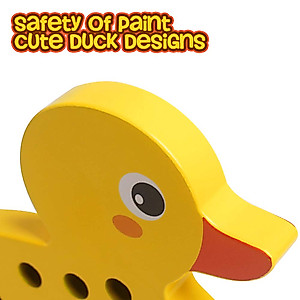 Skrtuan Wooden Lacing Duck Threading Toys Wood Block Puzzle Car Airplane Travel Game Montessori Early Development Fine Motor Skills Educational Gift for 1 2 3 Years Old Toddlers Baby Kids