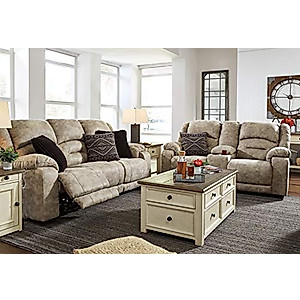 Signature Design by Ashley Bolanburg Farmhouse Chair Side End Table with Outlets and USB Ports, Antique Cream & Brown