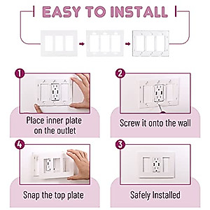 Bates- Screwless Decorator Wall Plates, Three Gang Switch Plate Covers, 3 Pack, Screwless Wall Plates 3 Gang, White Switch Plate Covers, Switch Cover Plate, Wall Switch Cover, Electrical Outlet Cover