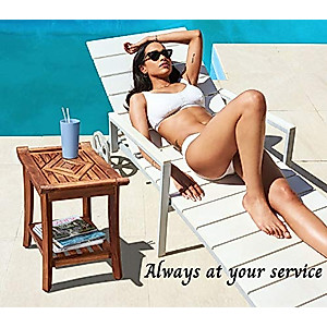 Luxury Teak Shower Bench Stool Seat Chair with Leveling Feet, Waterproof, Teak Oil Finish, Large, 25x19x14, for Bathroom, Spa, Sauna, Pool Deck, Patio, Garden, RV, from Our Diamond Collection