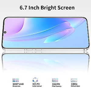 Echoamo 5G Unlocked Cell Phones, 6G+128GB Dual Sim Mobile Phone,U20 Smartphone Unlocked with Pen, 7.3 inch Waterdrop Screen Version Android Phone 48+108MP, 7300mAh,Fingerprint Lock&Face ID (White)