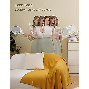 Rotating Head Rechargeable Fly Swatter Electric Fly Swatter Racket Bug Zapper Racket Indoor Bug Zapper Indoor Fly Zapper Repellent Fruit Fly Trap Mosquito Zapper, with a Telescopic Extension