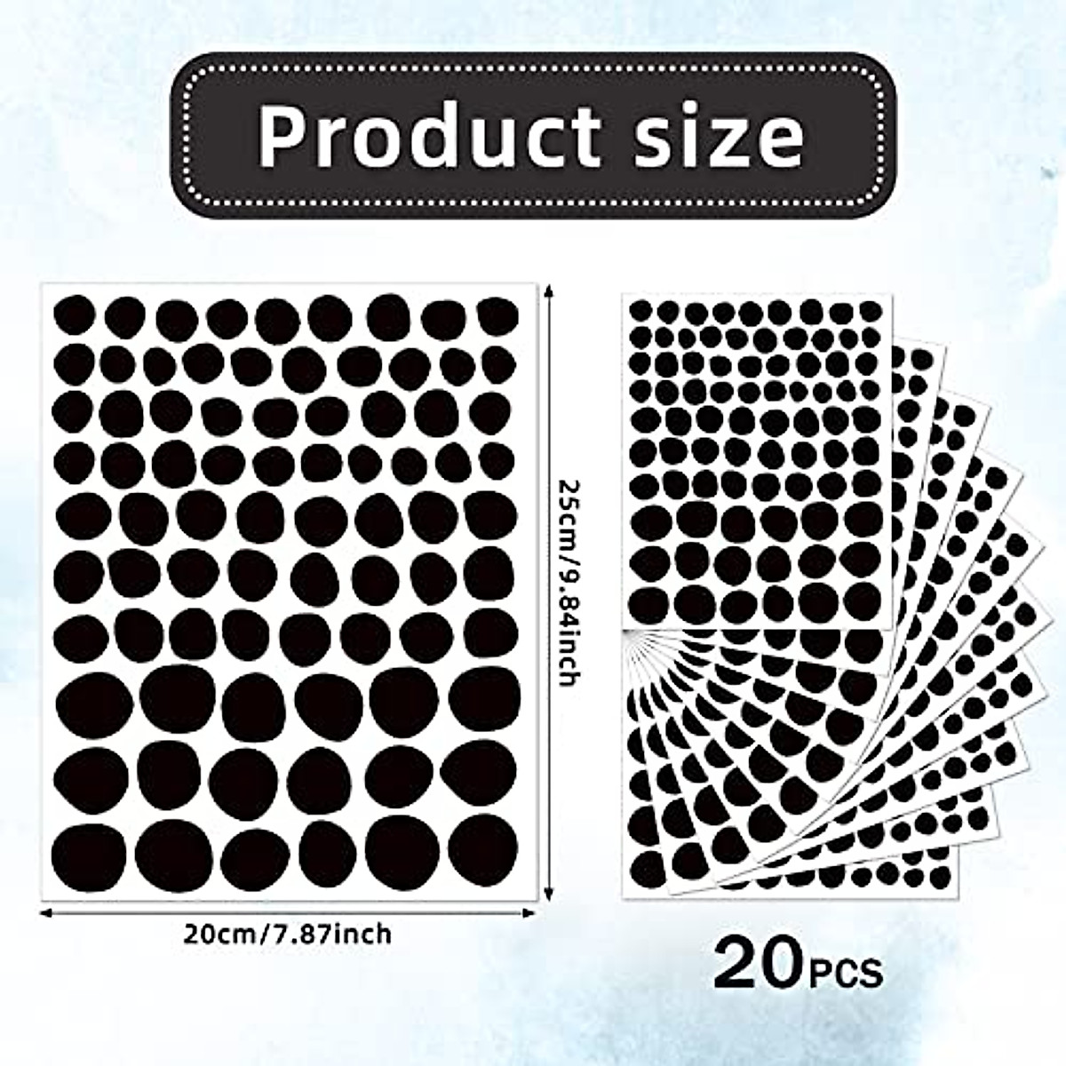 Colarr 1600 Pcs Black Polka Dot Wall Decals Boho Irregular Wall Stickers Vinyl Circle Wallpaper Stick and Peel for DIY Baby Kids Nursery Bedroom Living Room Bathroom Classroom Playroom, Black