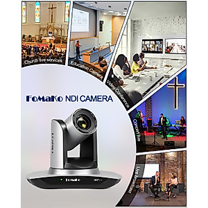 FoMaKo NDI Camera, AI Auto Tracking HDMI PTZ Camera, 20x Optical Zoom LAN USB3.0 HDMI Camera for Church Services Worship Education, PoE 1080P60 FMK20UH NDI (NDI 6 & NDI HX3 Certified)