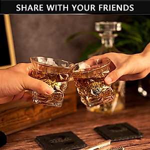 Whiskey Decanter Set Whiskey Stones Gift Set for Men Whisky Glasses in Gifts Box 2 Reusable Stainless Steel Whisky Ball 2 Crystal Whisky Glass 1 Whiskey Decanter for Men Lovers Boyfriend Dads