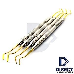 4Pcs Set Dental Light Weight Gold Titanium Coated Restorative Composite Amalgam Filling Instruments Scalers