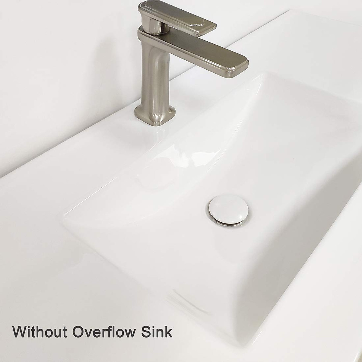 GZILA Vessel Sink Drain Without Overflow, White Pop-Up Drain with Basket Stopper, Bathroom Vanity Ceramic Brass Strainer Hair Catcher, Anti-Clogging Brushed Nickel, Porcelain Cap