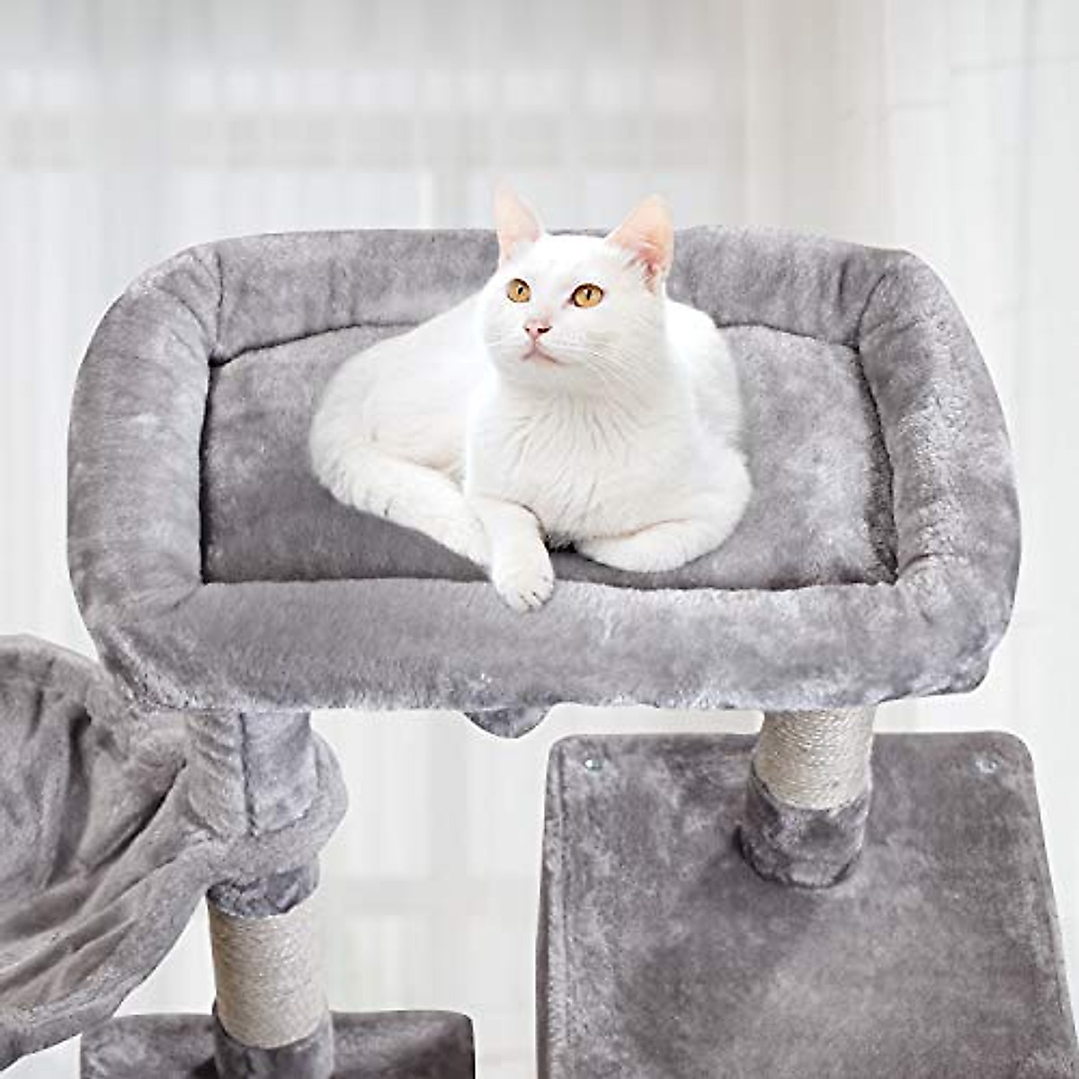 MQ Cat Tree Tower 36.7in with Padded Plush Perches, Condo, Hammock & Cat Scratching Post for Kittens, Large Cats, Gray