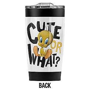 Logovision Looney Tunes Tweety Cute or What Stainless Steel Tumbler 20 oz Coffee Travel Mug/Cup, Vacuum Insulated & Double Wall with Leakproof Sliding Lid | Great for Hot Drinks and Cold Beverages