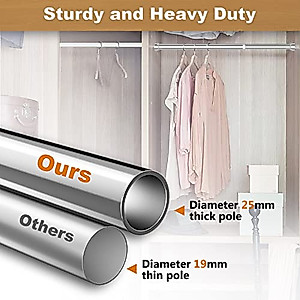 CALCHELE Closet Rods for Hanging Clothes, 15 to 50 Inch Adjustable Clothes Rod for Closet, Heavy Duty Closet Rod Extender Closet pole for Wardrobes