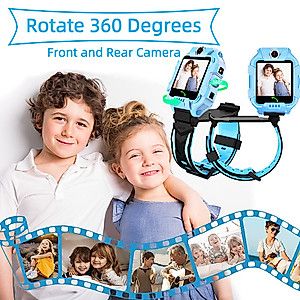 Smart Watch for Kids,Touch Screen Game Watch with 360° rotated Body Design, Waterproof Kids Smartwatch with SOS Call Music Player Dual Camera Alarm Clock Birthday