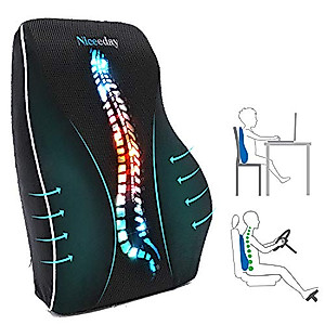 Lumbar Support Pillow for Office Chair Car Lumbar Pillow Lower Back Pain Relief Memory Foam Back Cushion with 3D Mesh Cover Gaming Chair Back Pillow Ergonomic Orthopedic Back Rest for Wheelchair Desk