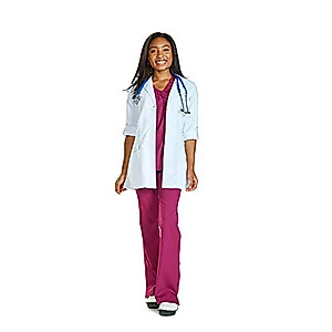 Reina ST2664 Stretch 30 inch Length White lab Coat with 3/4 Sleeves (L)