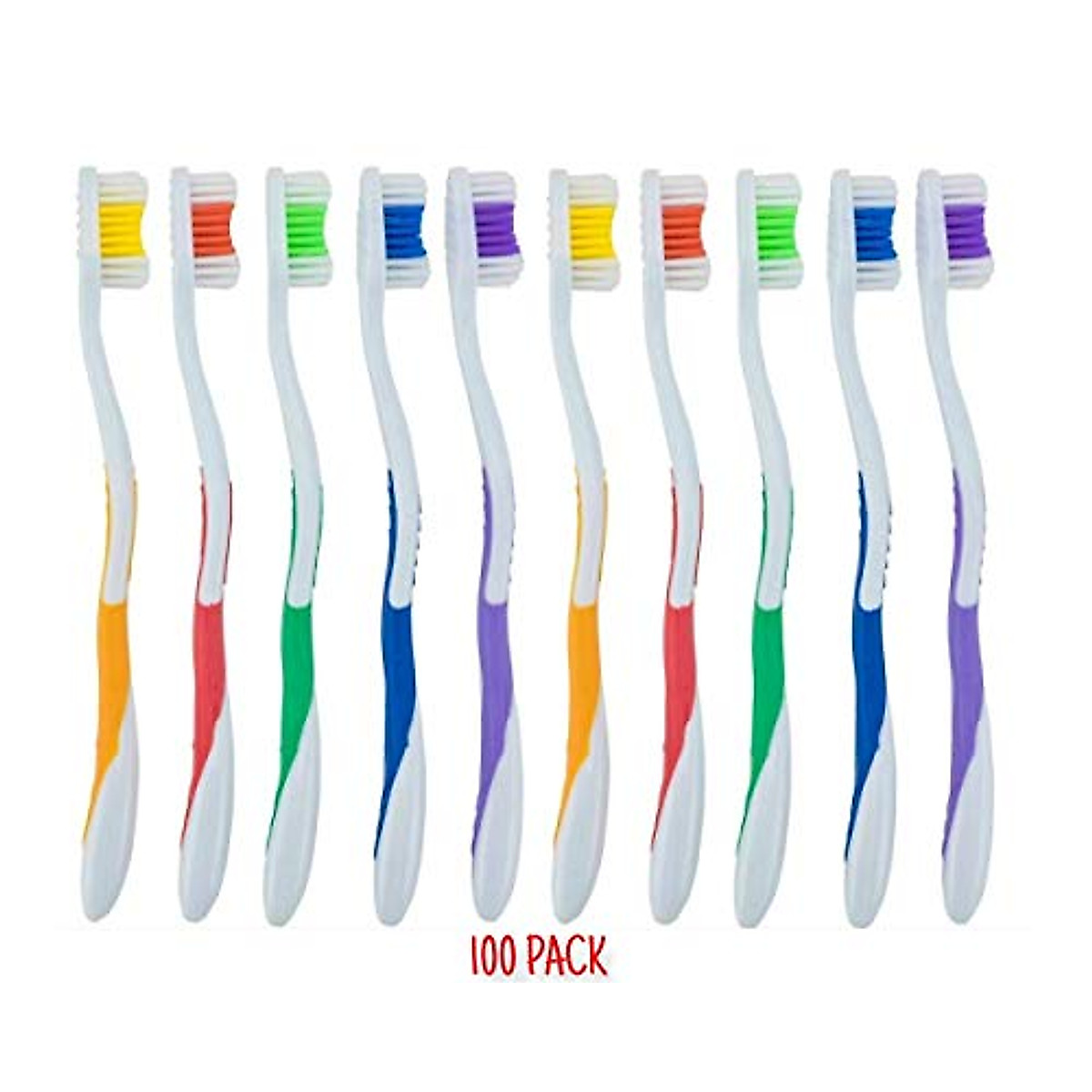 Millennium Bulk Individually Wrapped Standard Medium Bristle Toothbrushes for Travel, Hotel, Guests, Disposable use and More (100 Pack)