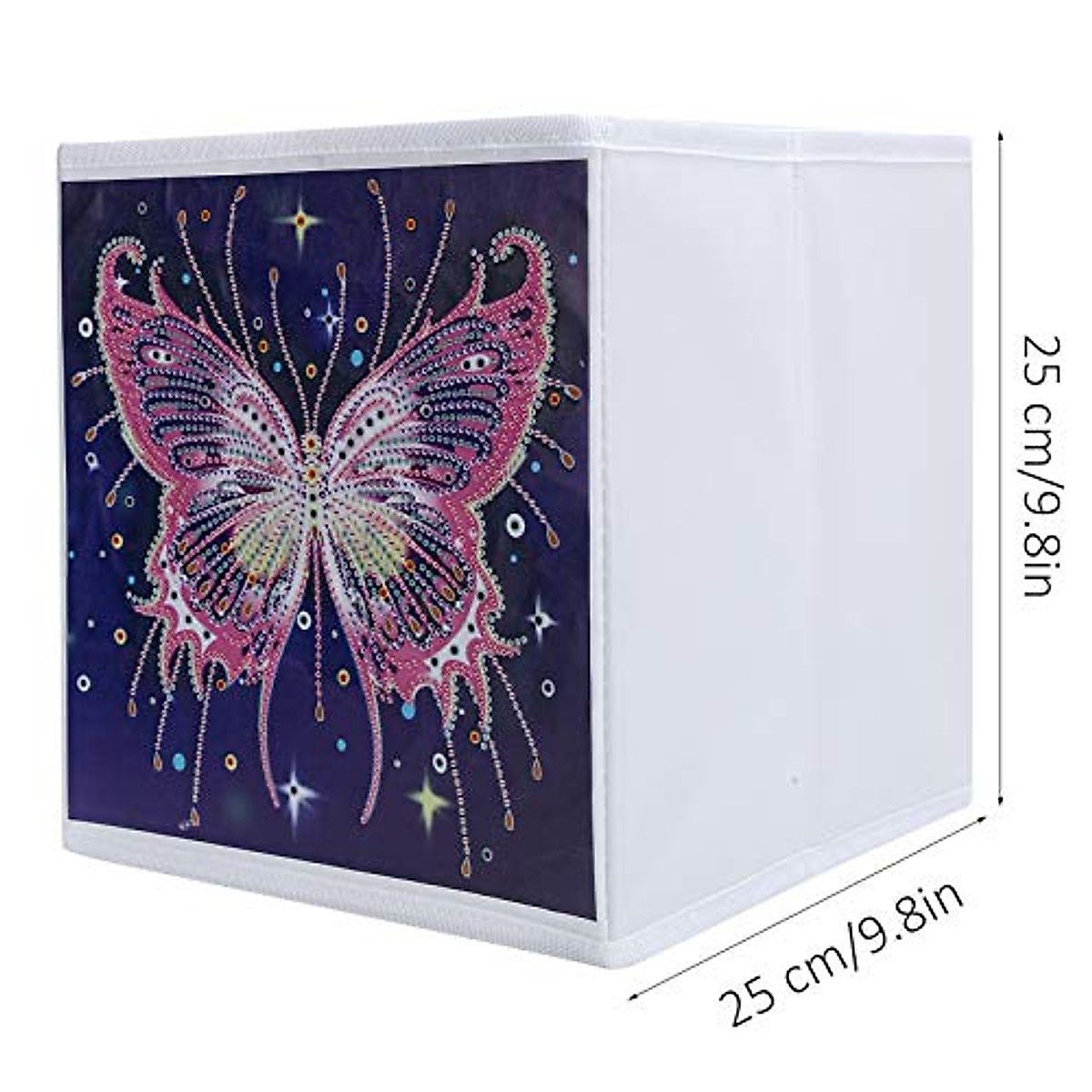 Yosoo Diamond Painting Storage Box, DIY Diamond Painting Organizer Butterfly Pattern Decor Foldable Storage Box Household Desktop Case