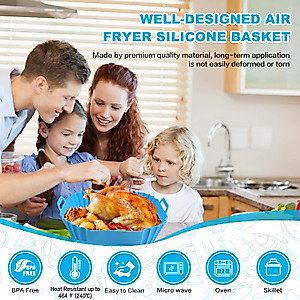 4 Pack Silicone Air Fryer Liners, Reusable Air Fryer Basket Bowl for 4 to 7 QT, Replacement of Flammable Parchment Paper, 8in Square Baking Tray Pots, Easy to Clean for Oven Accessories(4 Colors)