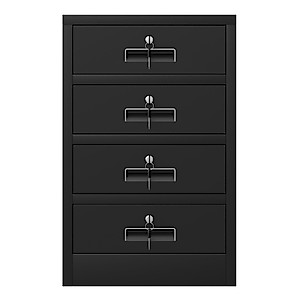 JINGUR Metal Storage Cabinet with Lockable Drawers for Home Office Bedroom Living Room Organization(Black)