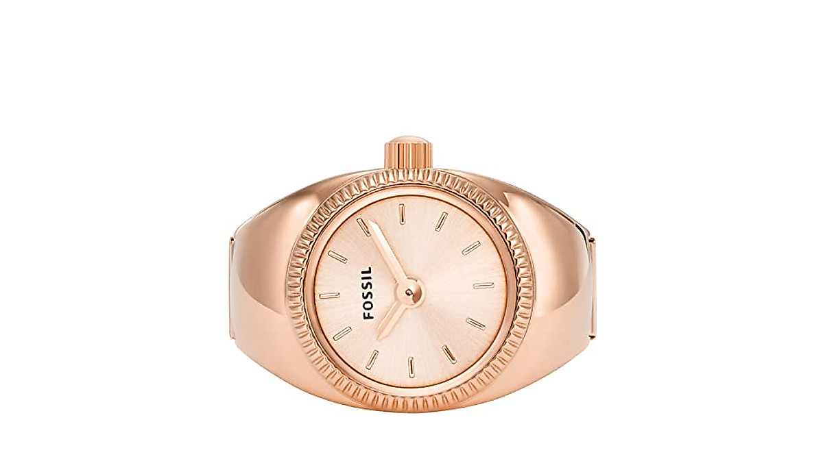 Fossil Women's Quartz Stainless Steel Two-Hand Watch Ring, Color: Rose ...