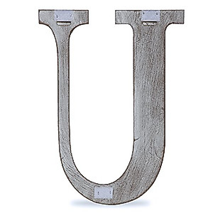 The Lucky Clover Trading U Wood Block, 24" L, Charcoal Grey Wall Letter, Gray