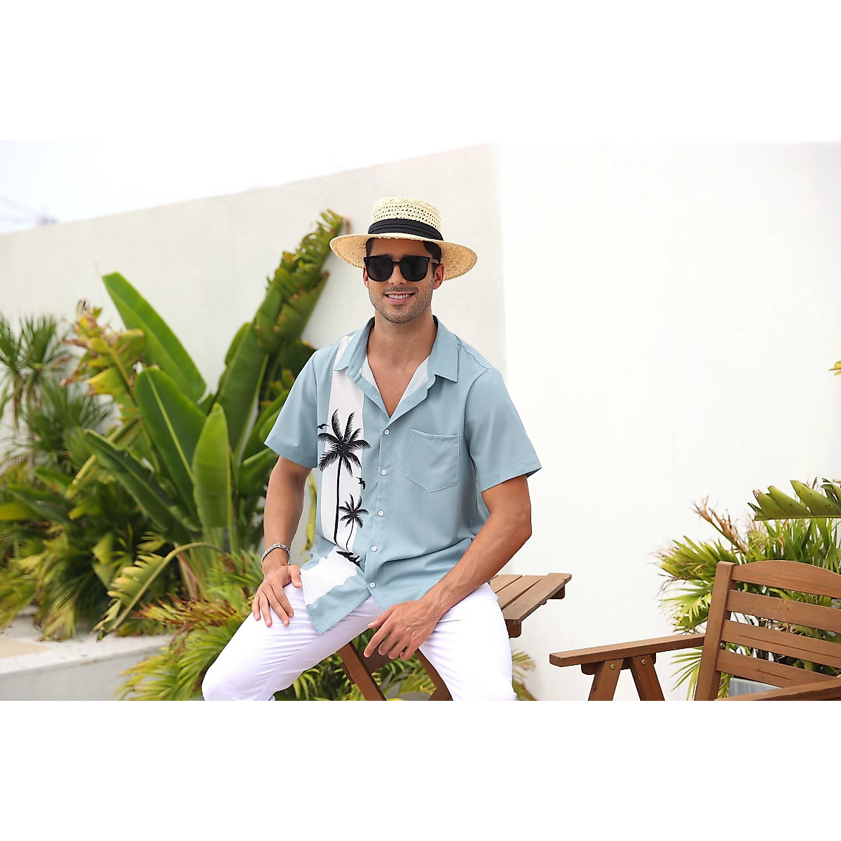 Men's Short Sleeve Button Up Hawaiian Shirt 1950s Vintage Bowling Shirts