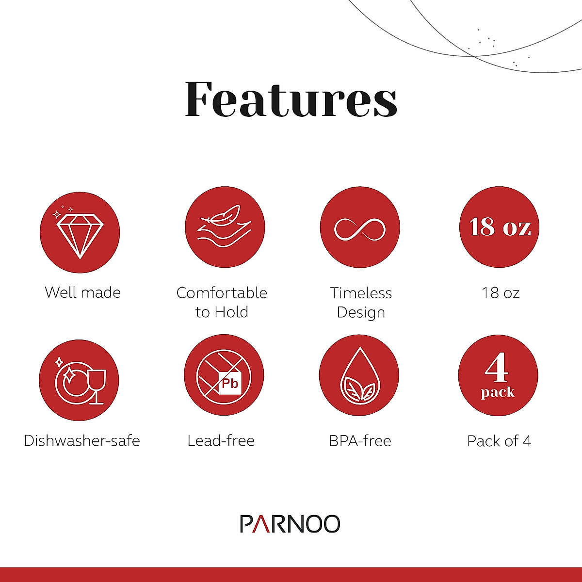 PARNOO Beer Glasses Set of 4 - Freezable 18 oz Glass Beer Mug Made for Cold Beverages - German-Style Beer Stein Mug for Homes, Pubs, Restaurants & More - Dishwasher-Friendly Beer Mugs With Handles