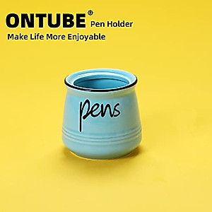 ONTUBE Porcelain Pens Holder Stand,Ceramic Pencils Holder (Turquoise)
