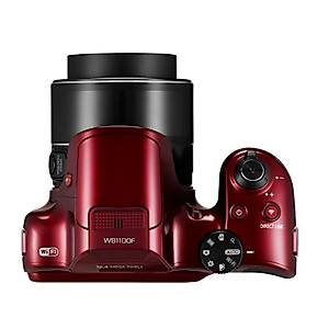 Samsung WB1100F 16.2MP CCD Smart WiFi & NFC Digital Camera with 35x Optical Zoom, 3.0" LCD and 720p HD Video (Red)