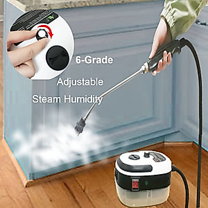 SOHAPY Pressure Steam Cleaner Handheld Steamer High Temp Portable Cleaning Machine, for Home Use Grout Tile Car Detailing Kitchen Furniture Bathroom (Black)