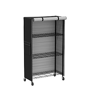 MOLLYAIR Shelf Cover Wire Rack Cover Storage Rack Cover Used to Cover Sundries, Cover for Storage Shelves Suitable for Rack 48x18x72in,Black,only Cover