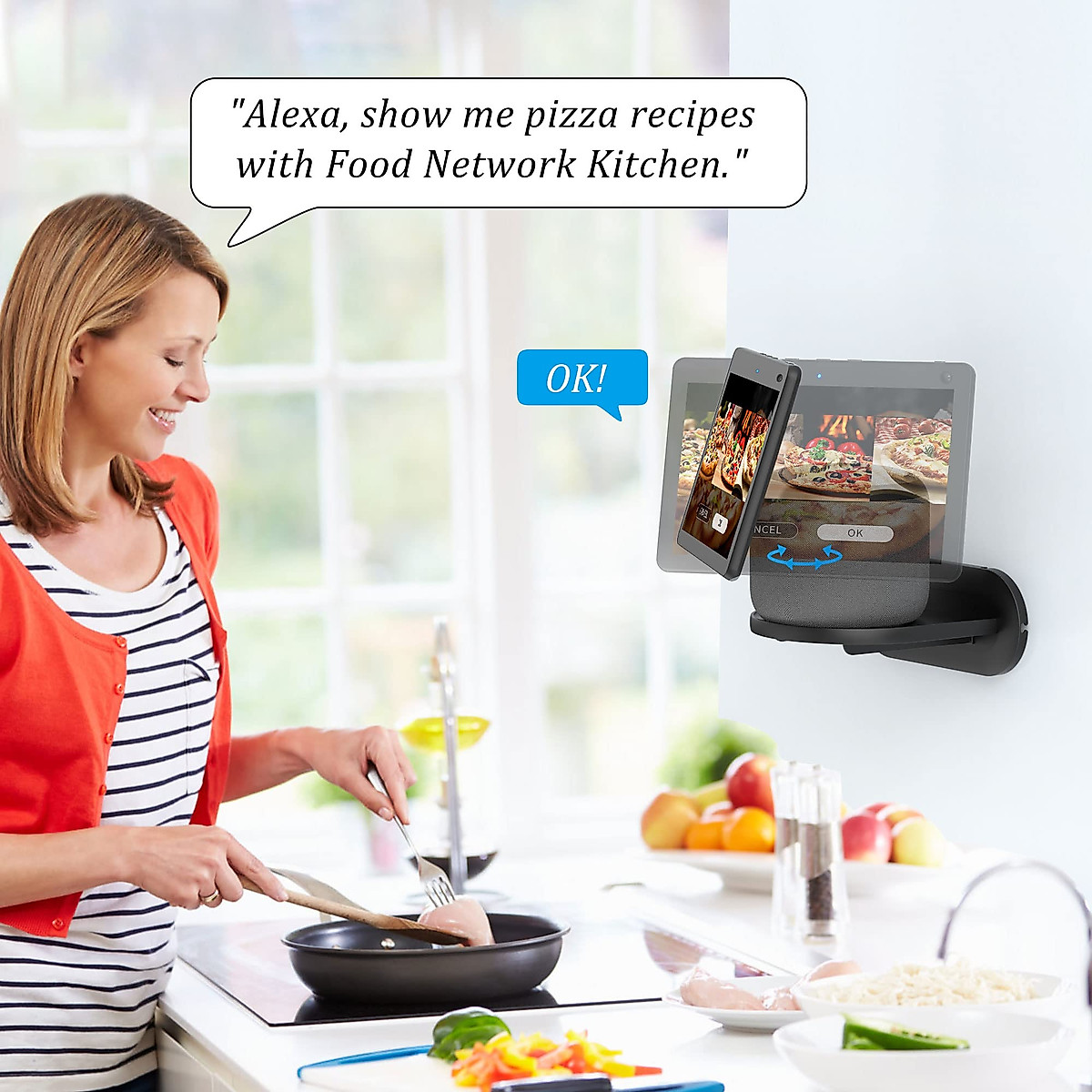 PlusAcc Show 10 Wall Mount Stand - Holder Mount for Echo Show 10 3rd Gen, Space Saving Alexa Accessories Bracket Shelf (Black)