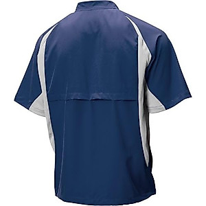 Wire2wire Men's Performance Short Sleeve Baseball Cage Jacket Navy/Grey 2XL