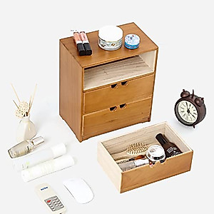 BIZOLE Desktop File Cabinet, Multilayer Wood Desktop Organizer Storage Box with Drawers for Monitor Stand/Printer Platform (Size : 3 Layer)