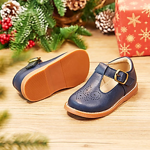 Otter MOMO Todder Little Girls Blue Oxford Shoes Mary Jane T-Strap Size 2 School Uniform Party Dress Flat Shoes