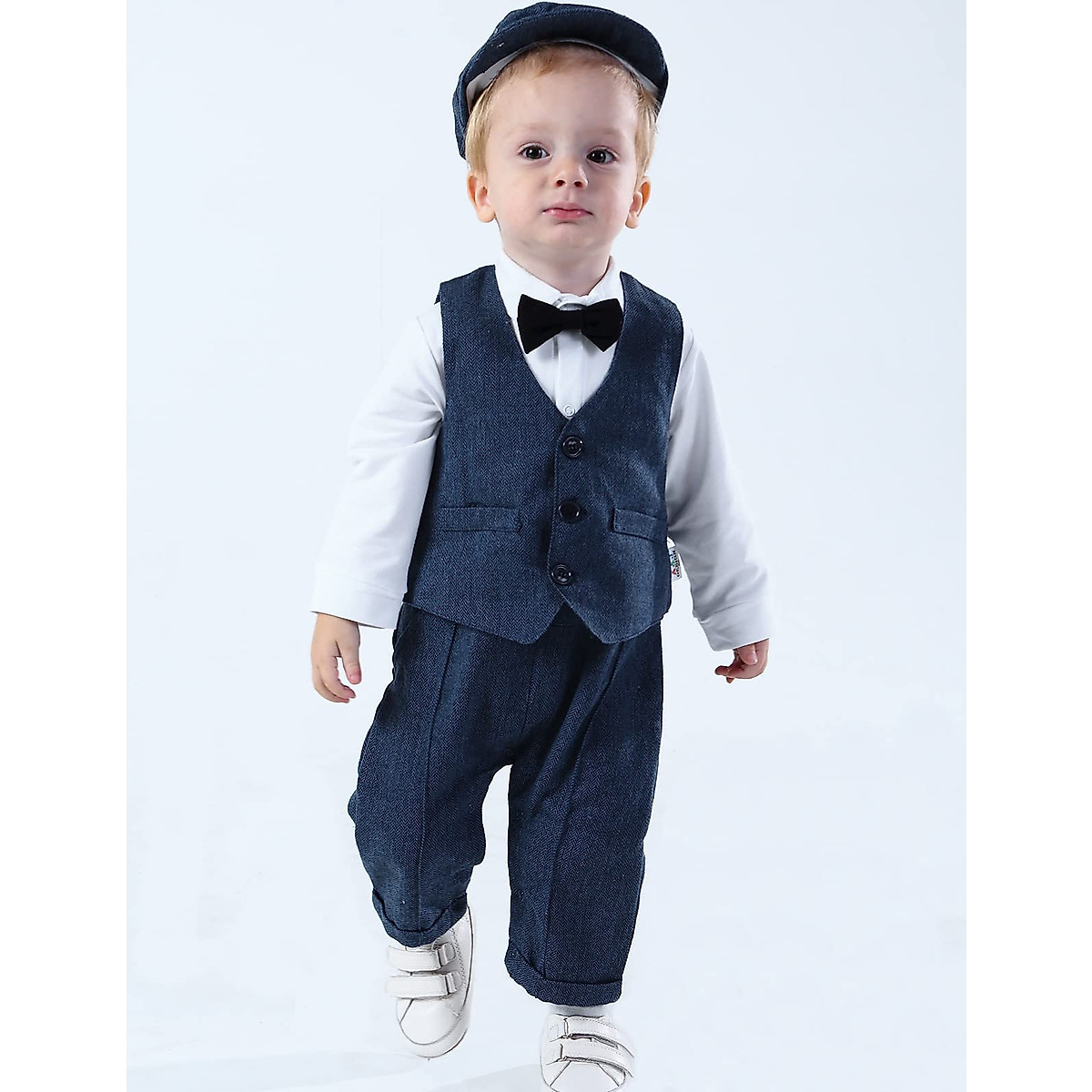 A&J DESIGN Baby Boys Suits Infant Gentleman Wedding Outfit Formal Romper Navy Blue 9-12 Months