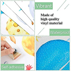 6 Sheets Space Astronaut Spacecraft Wall Decal Space Planet Wall Sticker Solar System Wall Decals Galaxy Astronaut Rocket Alien Wall Mural for Boys Kids Classroom Nursery Bedroom Home Decoration